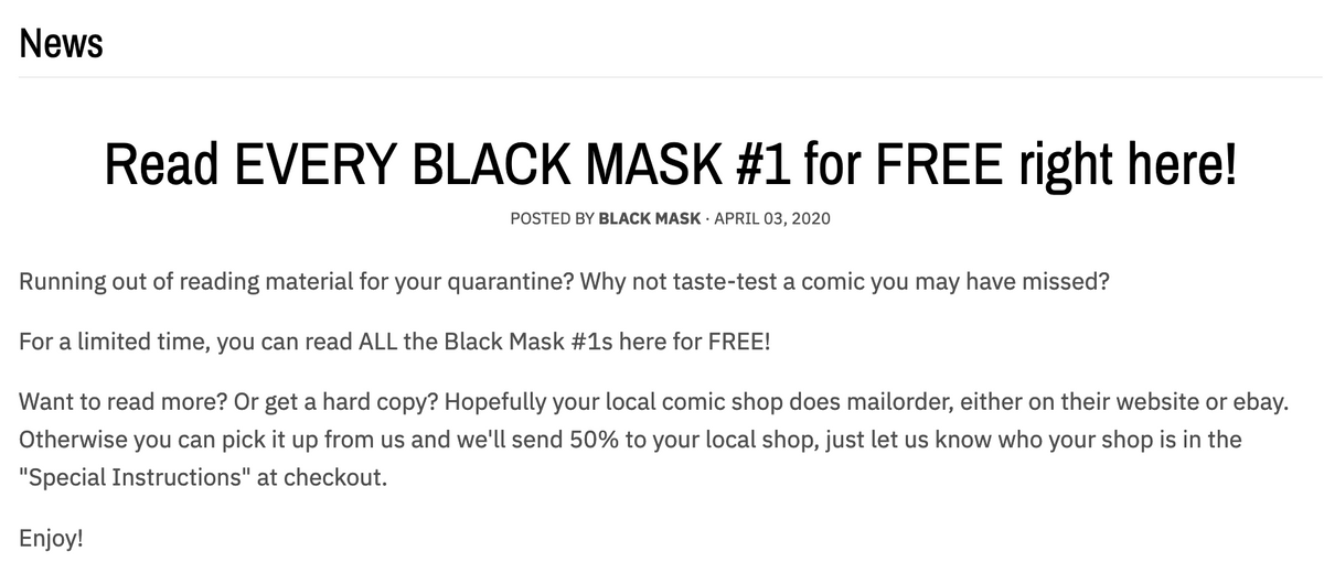 Read EVERY BLACK MASK #1 for FREE right here! – Black Mask Studios
